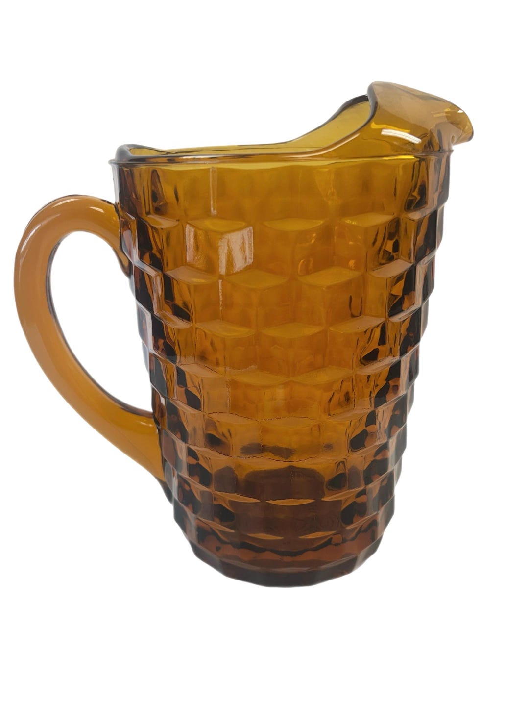 Glassware Pitcher | Indiana Glass Colony Whitehall Cubist | Amber ...