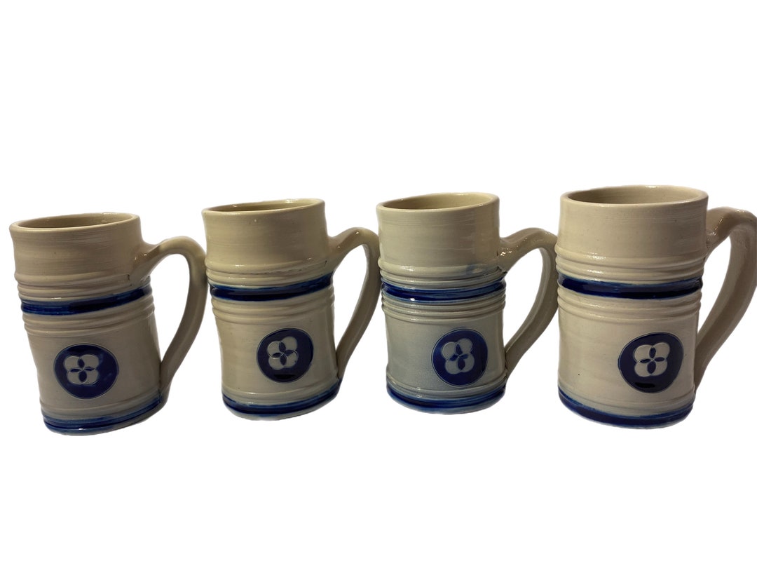 Vintage Colonial Williamsburg Pottery Cobalt Blue Salt Glaze 5" Tankard ...