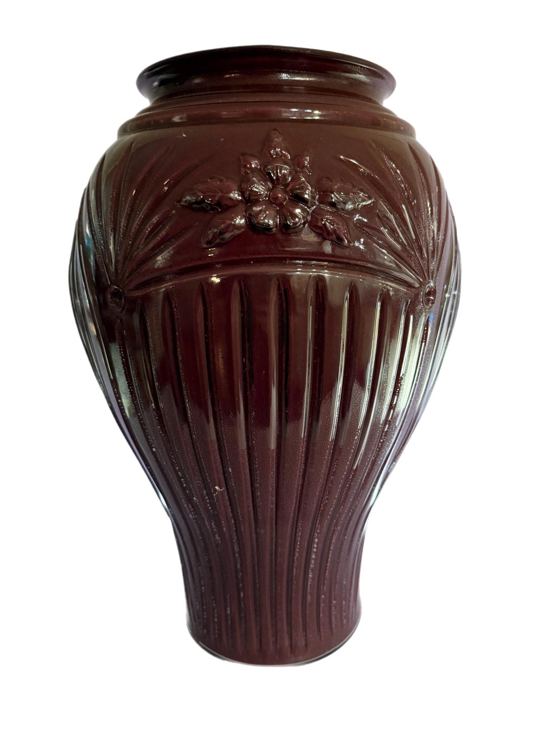 Vintage | Tall Floor | Anchor Hocking Cambridge Glass Vase | Burgundy ...