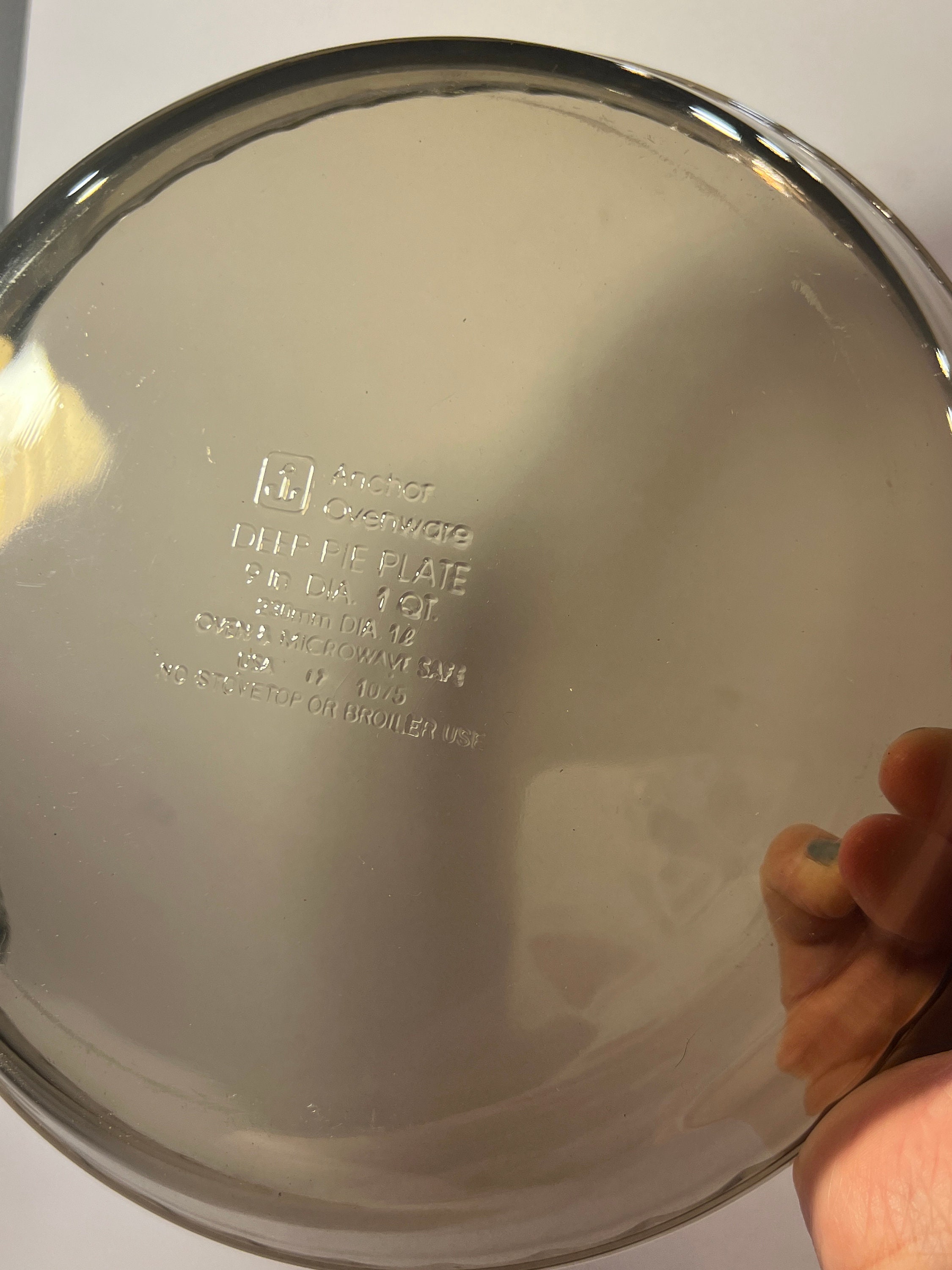 Vintage Anchor Hocking Deep Dish Pie Plate Smoke Brown Glass 17 1075 ...