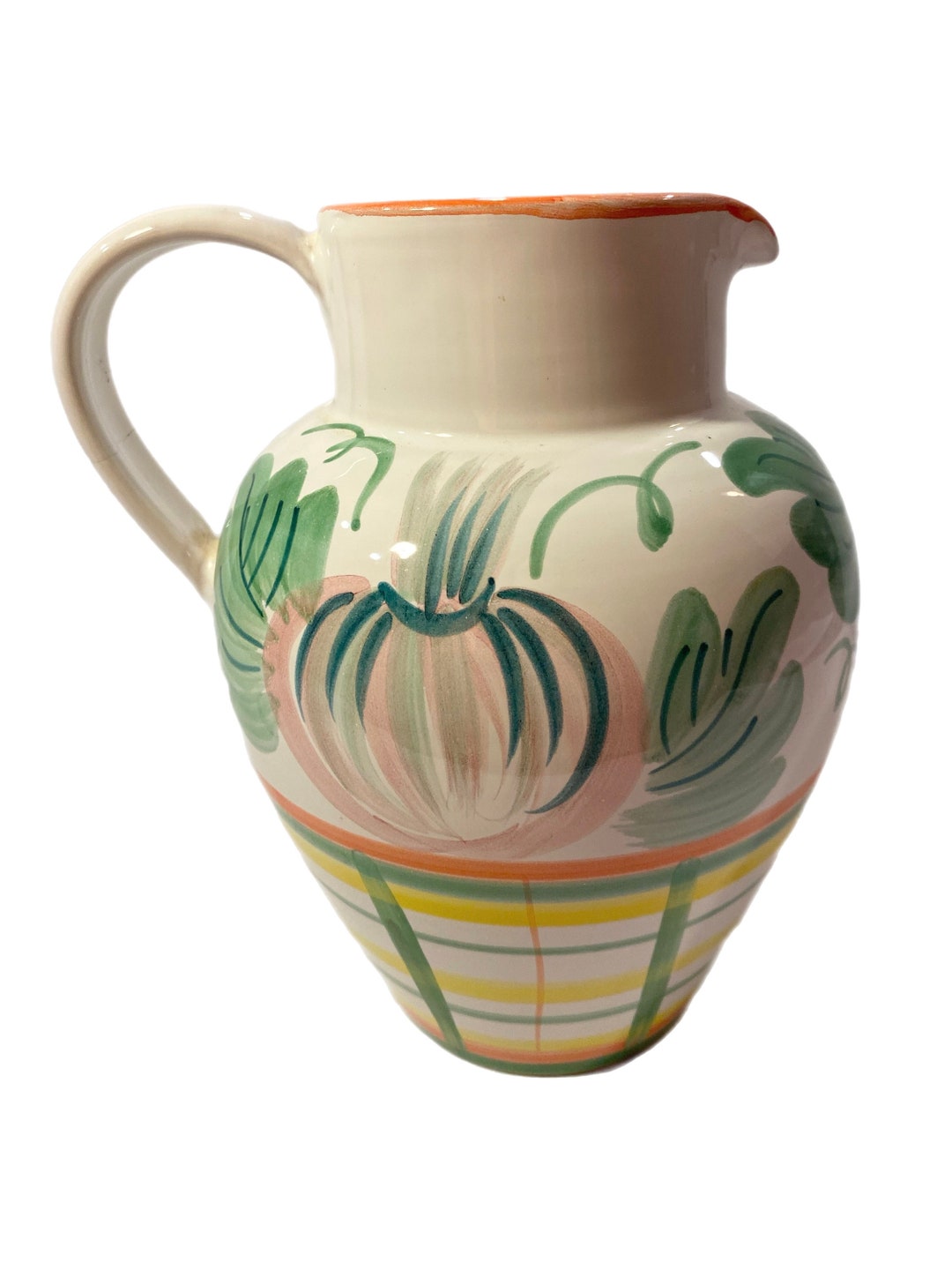 Italian Hand Painted Pitcher - Yellow, Green and Orange - Vegtables ...
