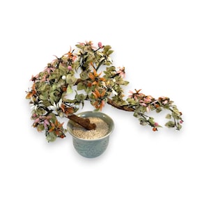 Chinese Bonsai Jade Tree Sculpture Art | Glass Oriental Cherry Blossom ...