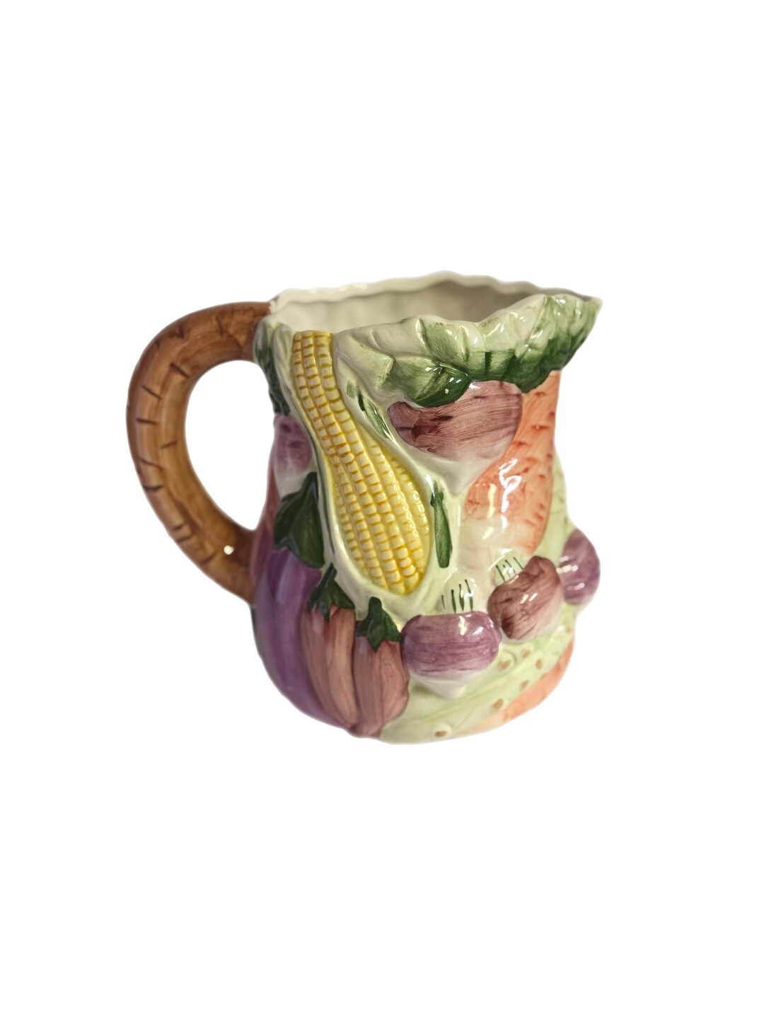 Majolica Vegetable Pitcher Vase | Ceramic Pottery | World Bazaar Wei ...