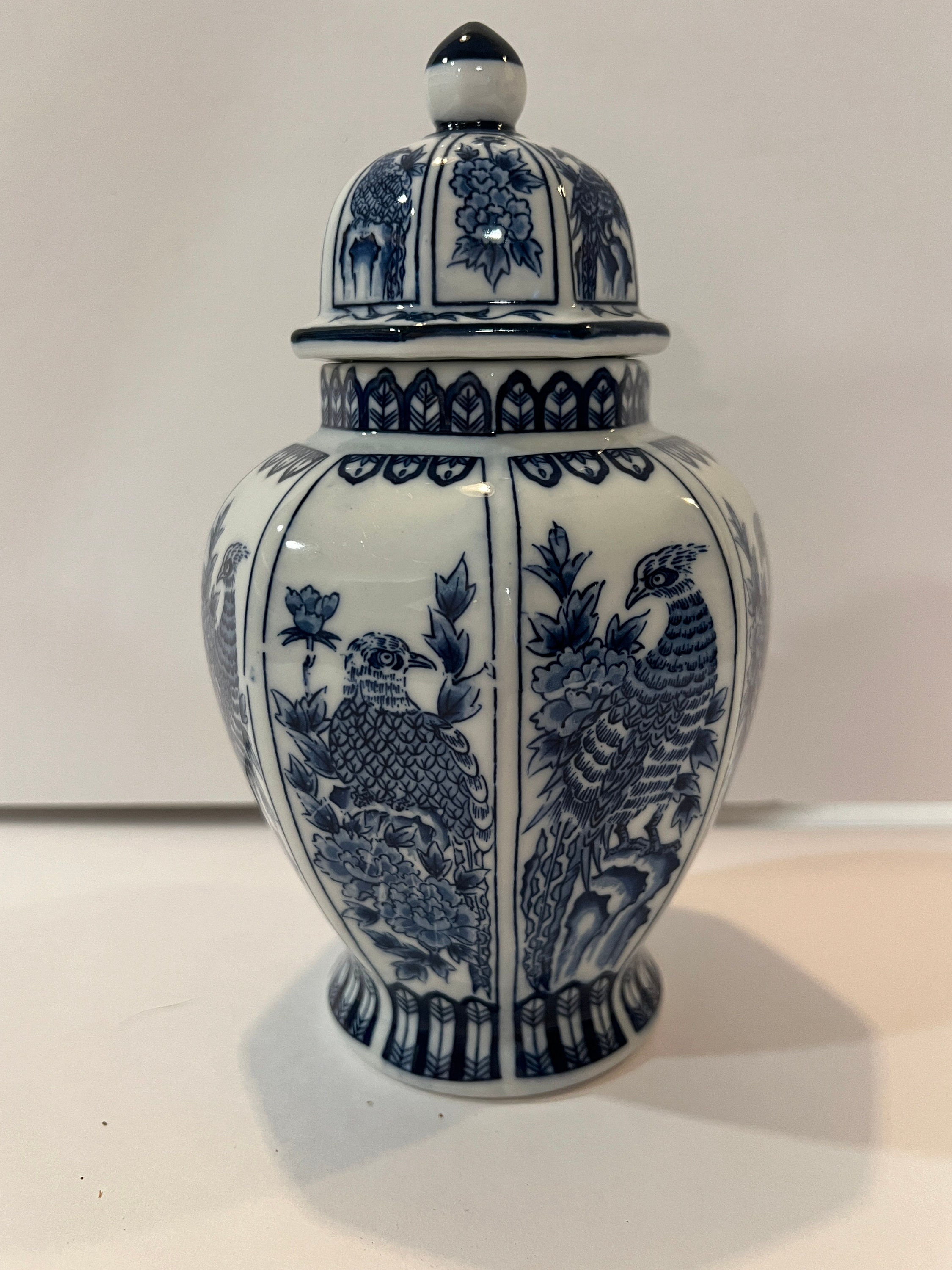 Japanese Ginger Jar Andrea by Sadek Made in Japan Blue and White Large ...