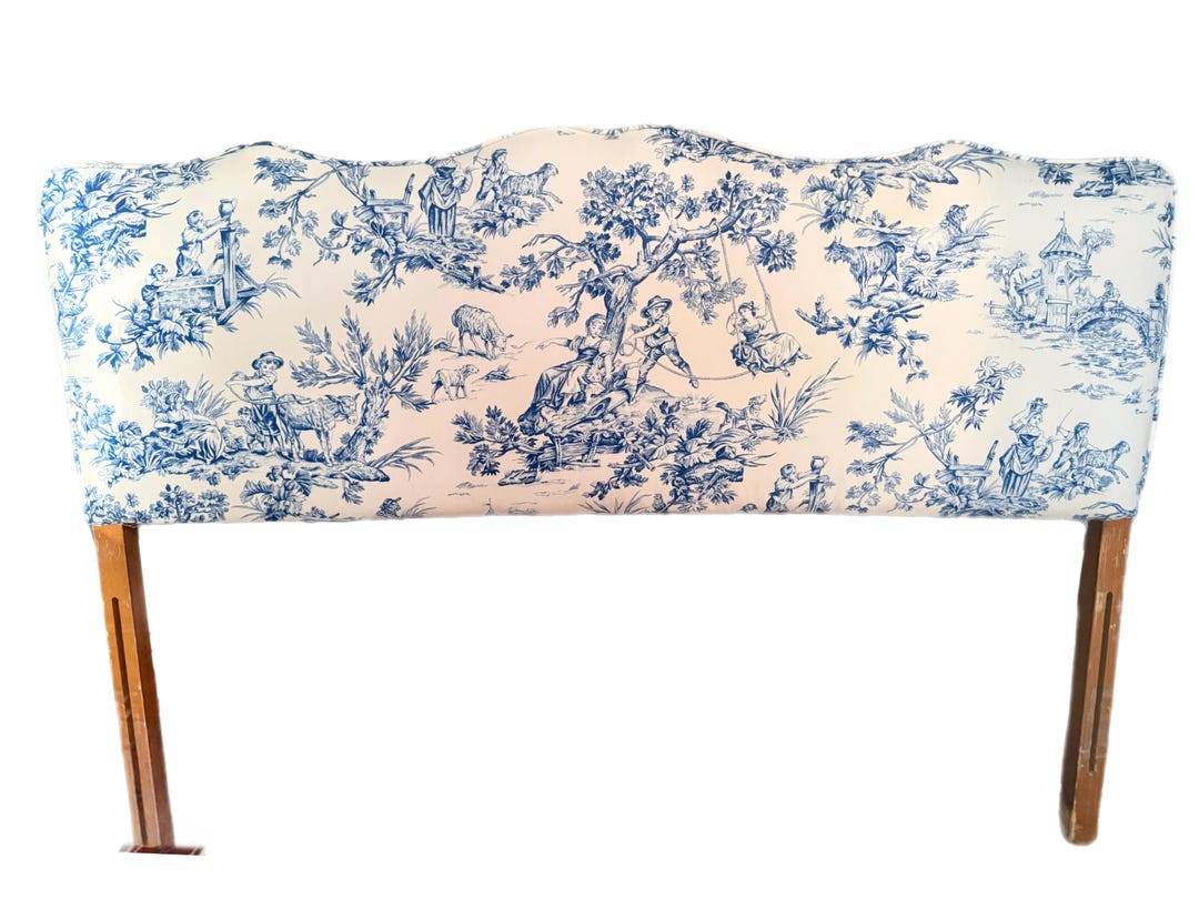 Blue and White | Toile | Fabric Headboard | Full Size | Chinoiserie ...