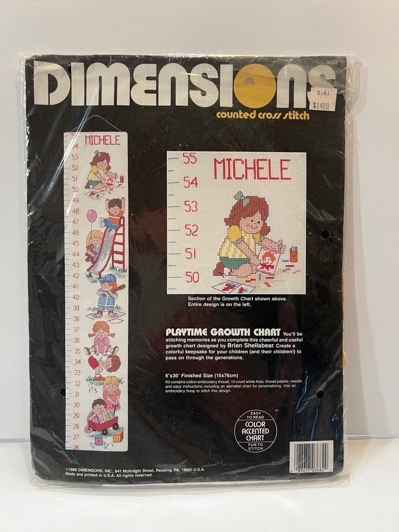 Dimensions~ Playtime Growth Chart~ Counted Cross Stitch Kit #3682 - Etsy