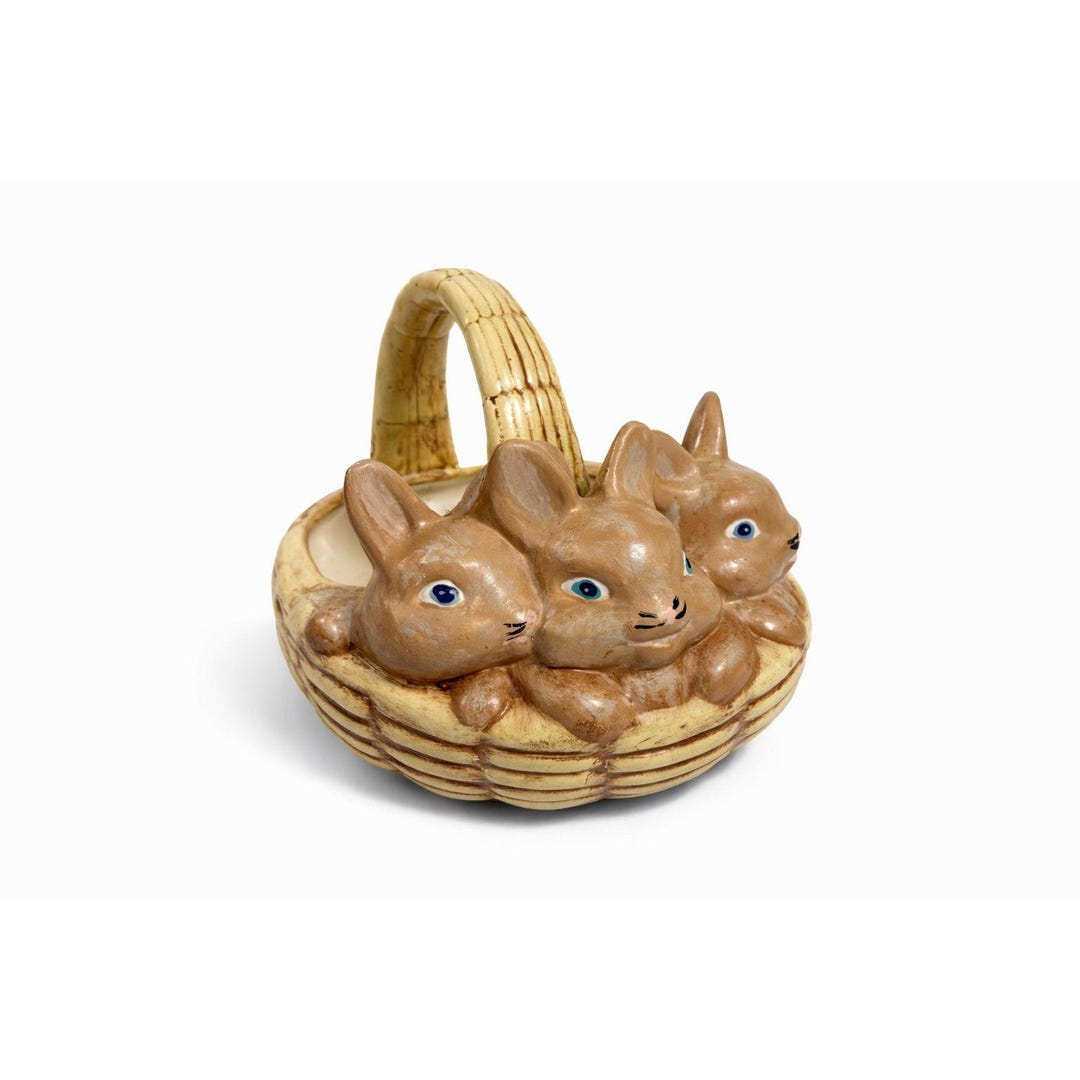 Easter Basket Ceramic Hand Painted 1970's Vintage Atlantic Mold Trio of ...