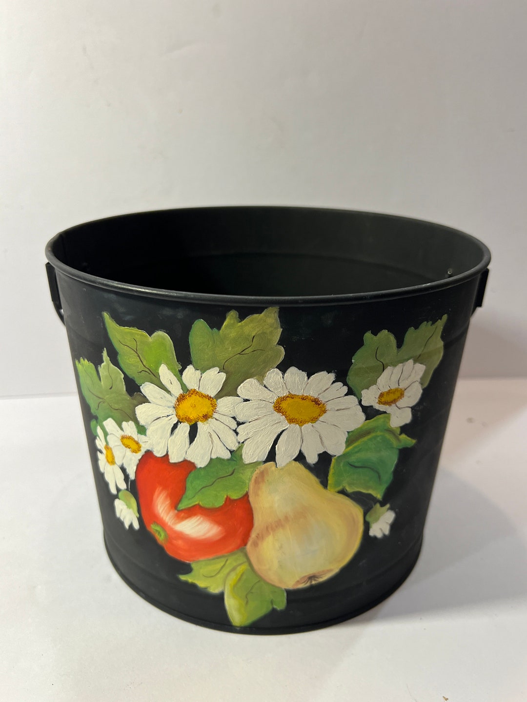 Vintage | Leaktite | Hand Painted Flowers Fruit | Berry Bucket Pail ...