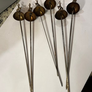 Shish Kabob Skewer Swords - Matched Set of 6 Brass and Steel Skewers ...