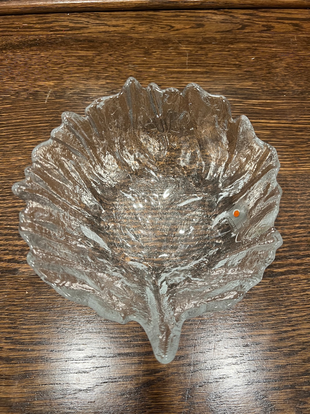 Vintage Blenko Glass Clear Crystal Cabbage Leaf Bowl | Candy Dish | Mid ...