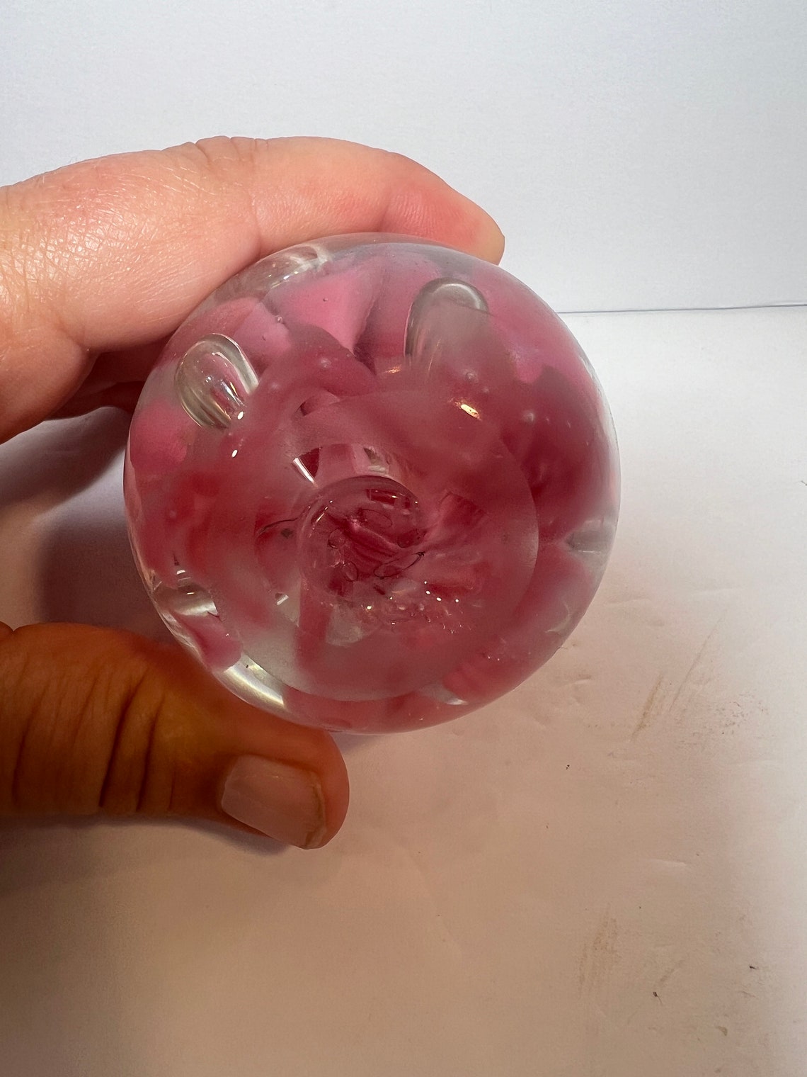Vintage Glass Paperweight Joe Rice/st Clair Style 1990's Pink Bubble ...