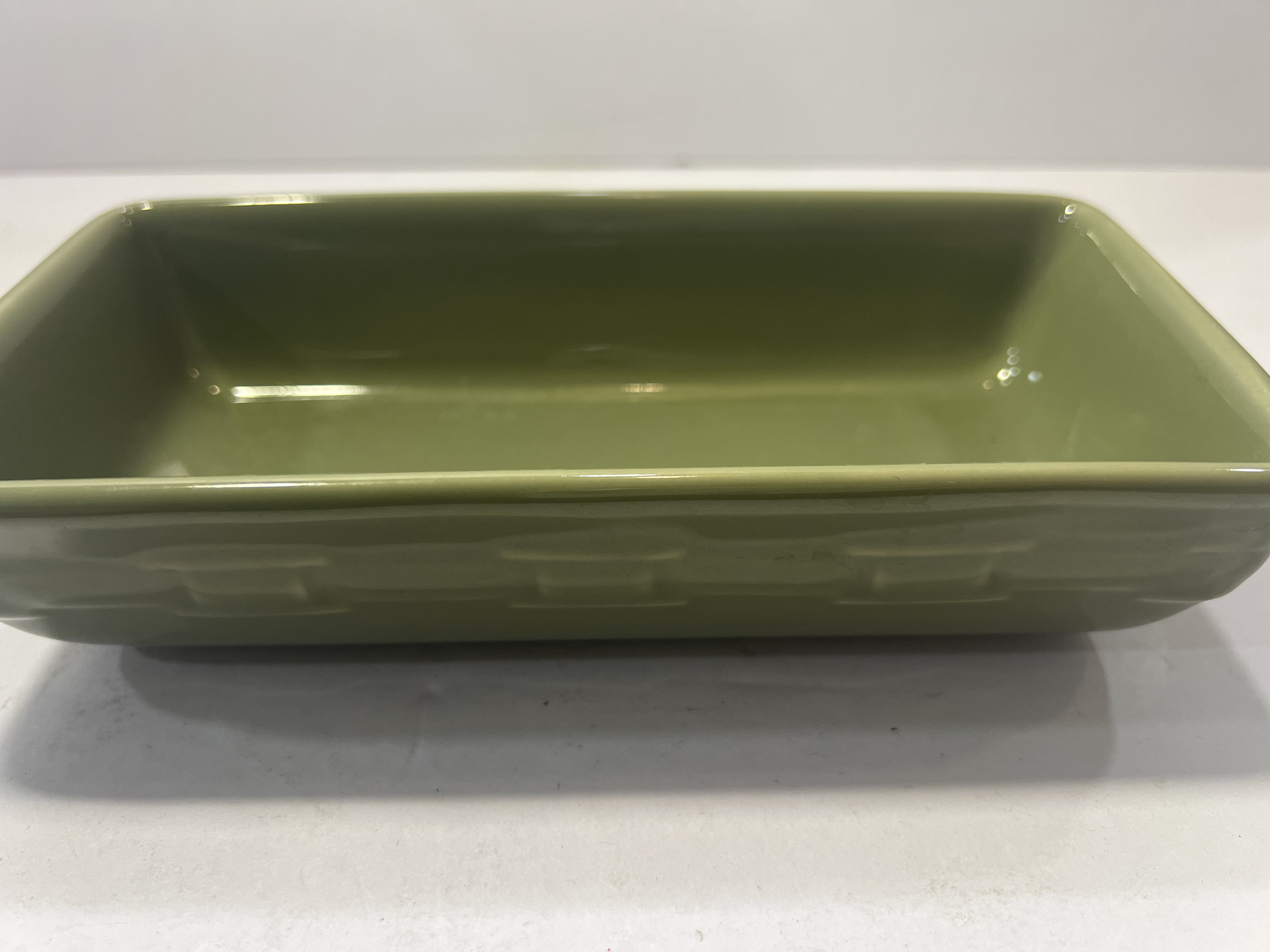 Longaberger Pottery Woven Traditions Rectangle Bowl Server Dish Sage ...