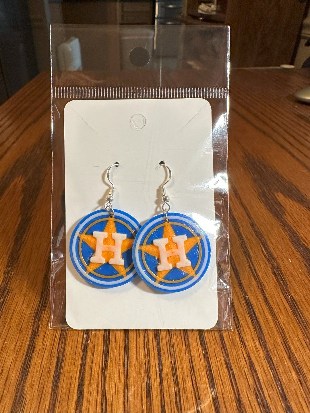 Double Sided Houston Astros Earrings 1-1/8 Inch Round, Star-h - Etsy