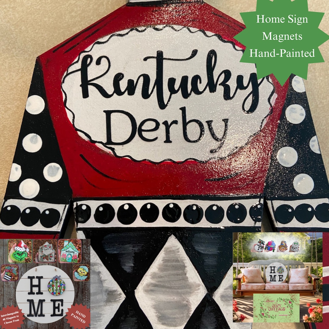 Jockey Silk Hand-painted Home Sign Magnet, Front Door Decor, Door ...