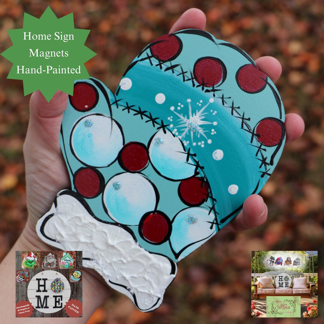 Mitten Hand-painted Home Sign Magnet, Front Door Decor, Door Hanger ...
