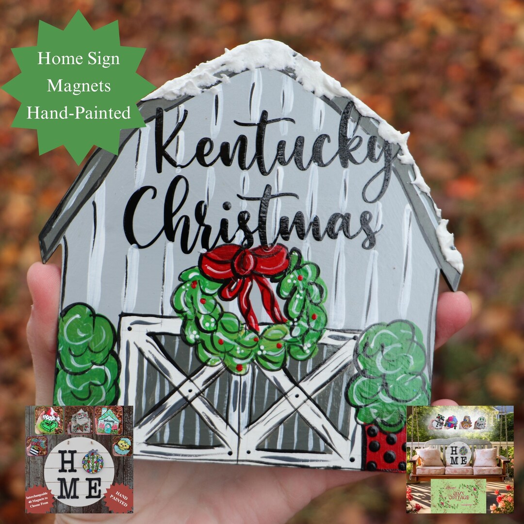 Hand-painted Kentucky Christmas Home Sign Magnet, Front Door Decor, Door Hanger Home Decor Front ...