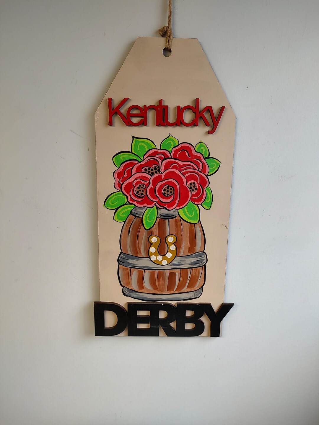 Derby Silk Hand-painted Home Sign Magnet, Front Door Decor, Door Hanger ...
