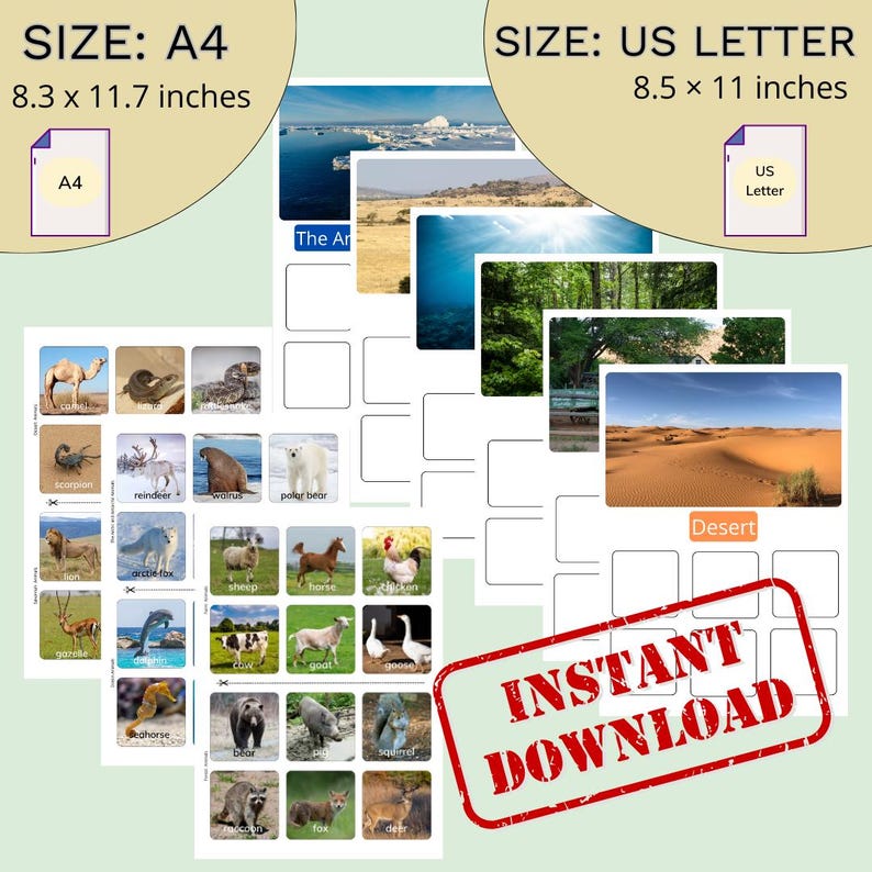 Montessori Animal Habitat Matching Activity for Toddlers, Kids ...