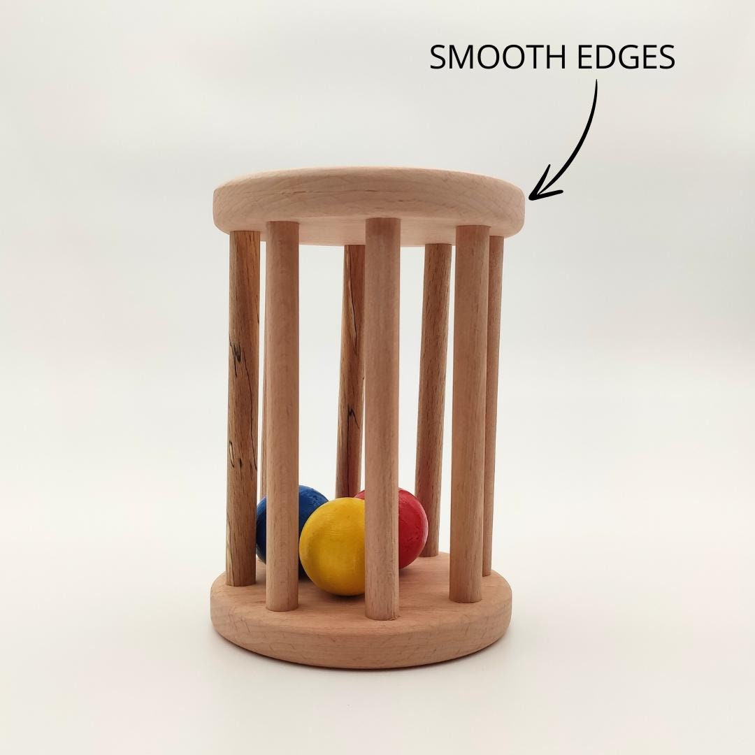 Montessori Wooden Cylinder Rattle: Colorful Beech Wood Baby Toy - Etsy