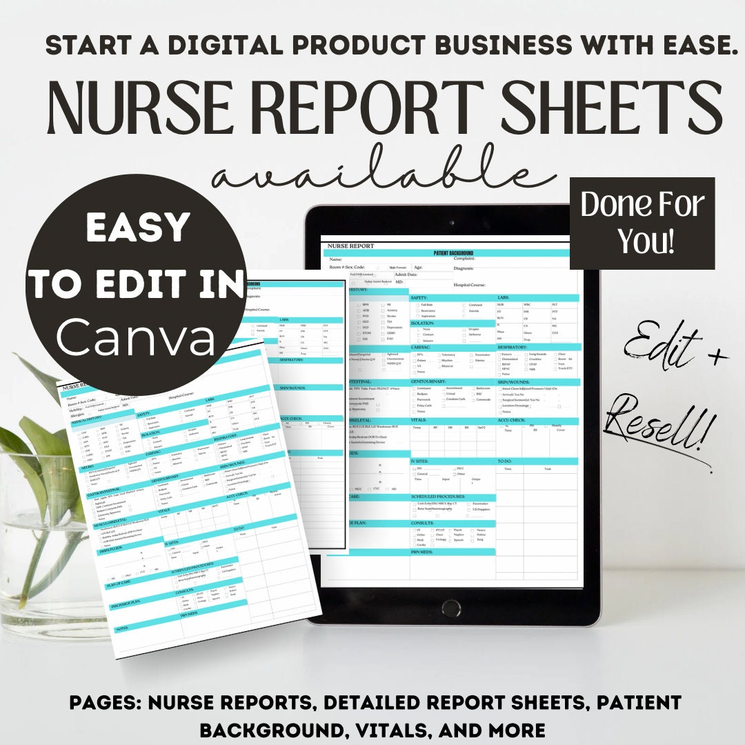 SBAR Nurse Report Sheet Template, Printable, Med Nurse, ICU Report ...