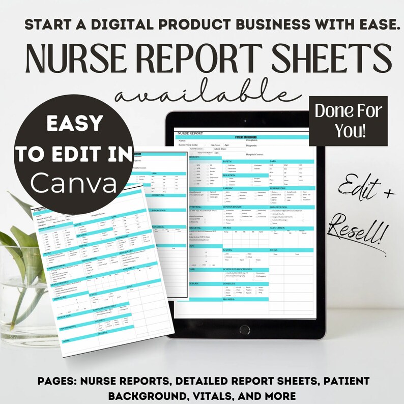 SBAR Nurse Report Sheet Template, Printable, Med Nurse, ICU Report ...