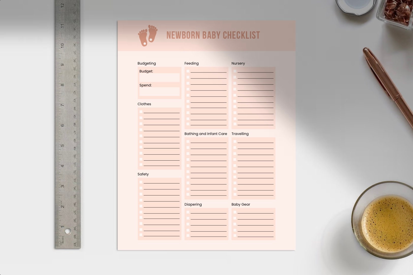 Newborn Baby Checklist Template, Plr Digital Planner Printable Pdf ...