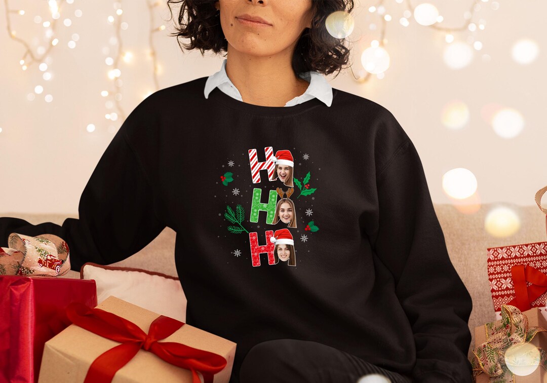 Personalized Photo Face Christmas Sweatshirt, Funny Christmas Family Ho ...