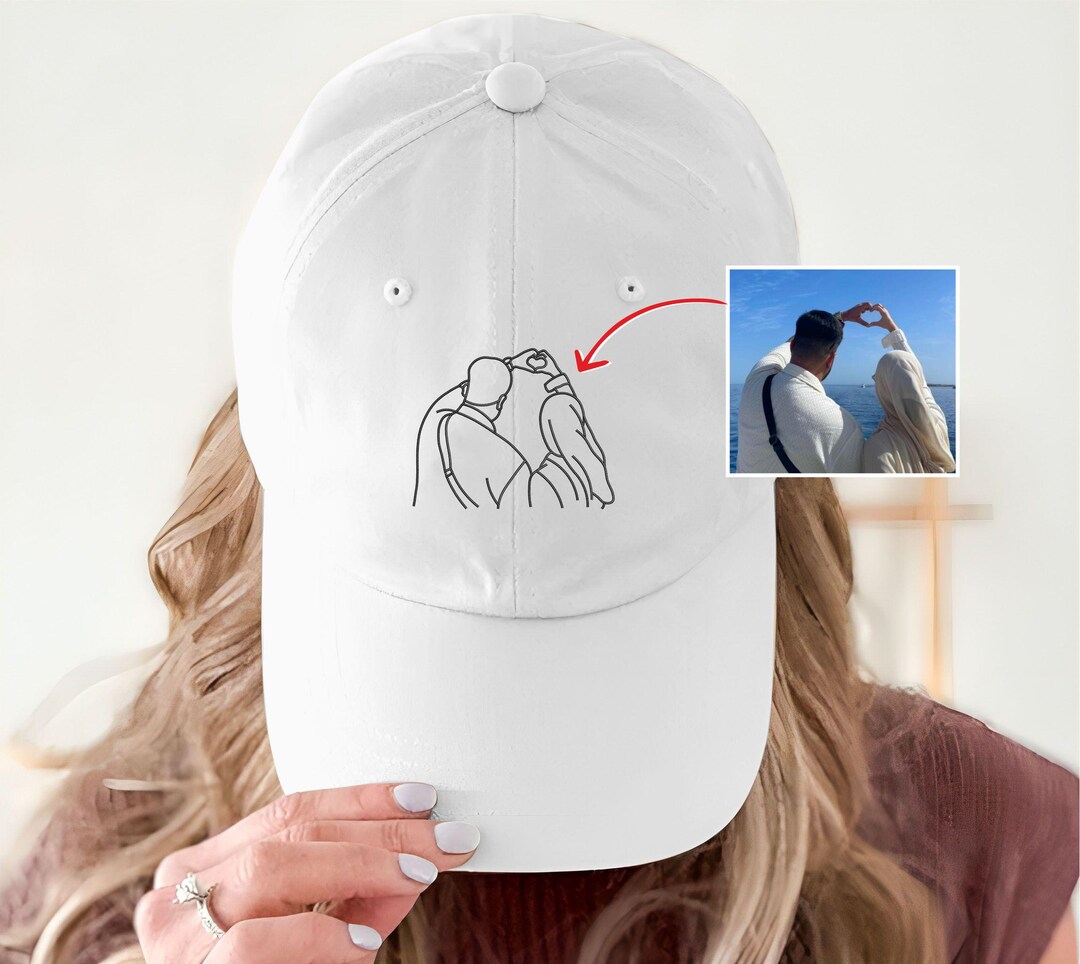 Custom Line Drawing Photo Hat, Personalized Couple Sketch From Photo ...