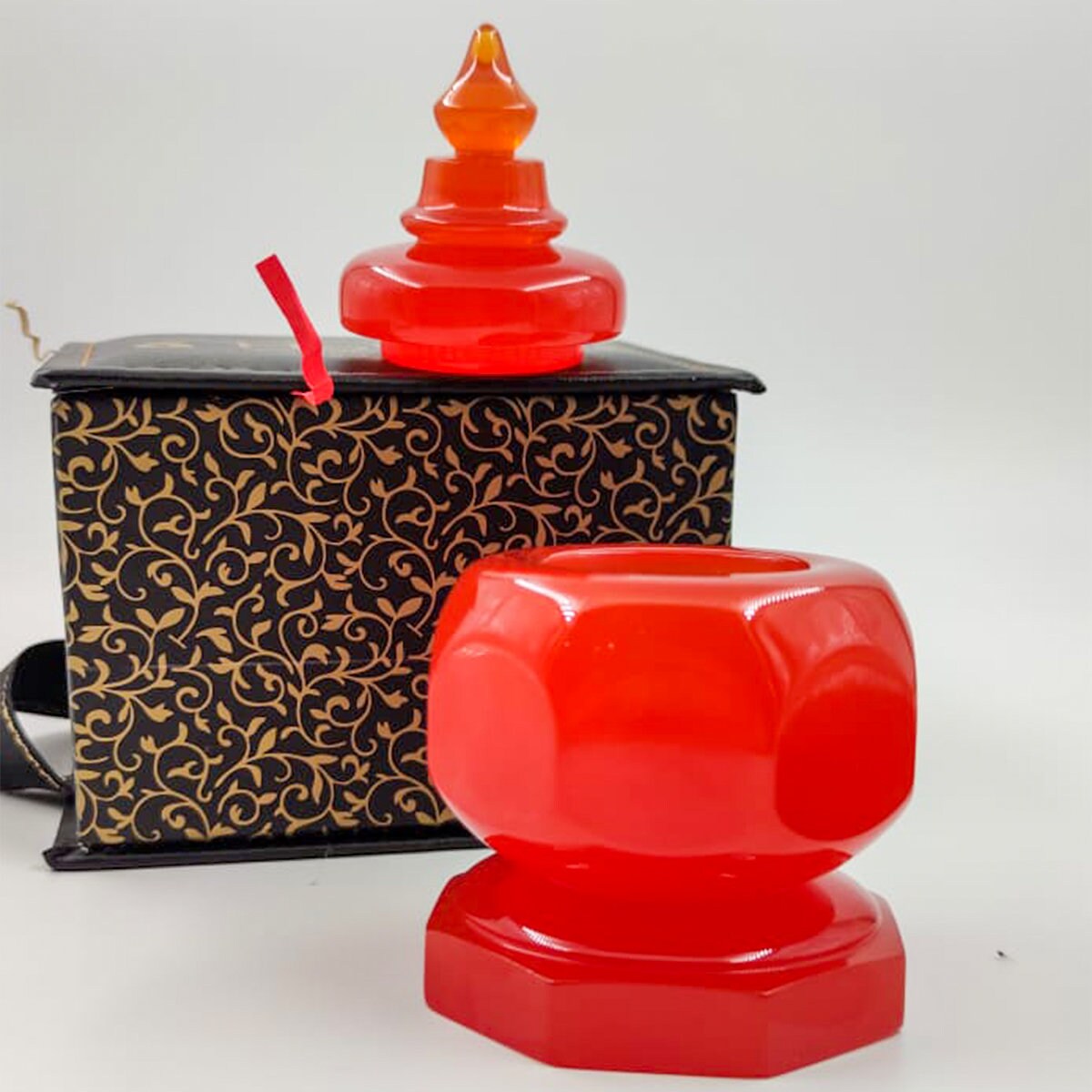 Classic Amber Ink Tank With Narrow Lid Square Calligraphy Ink Container ...