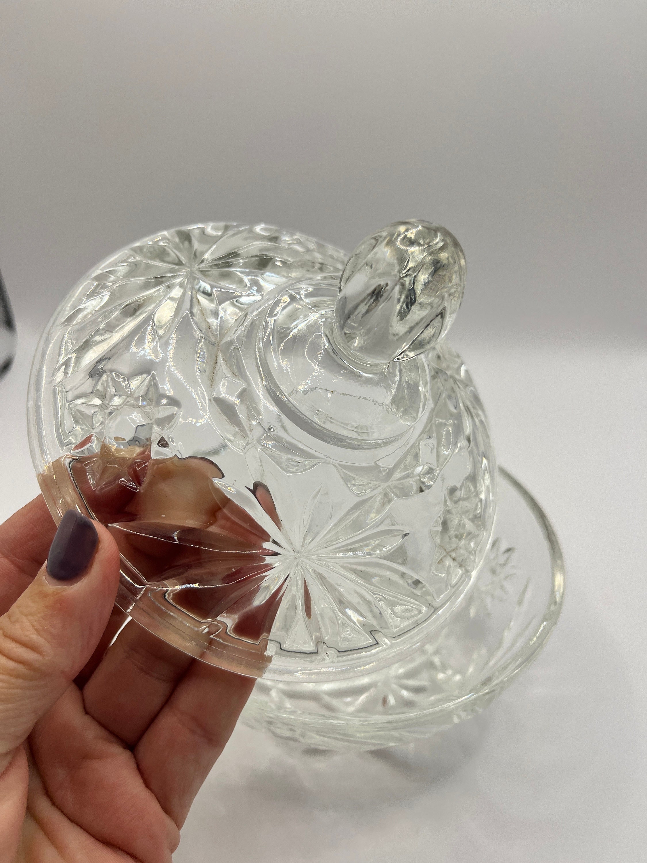 Vintage Anchor Hocking Star Pattern Crystal Candy Dish - Etsy