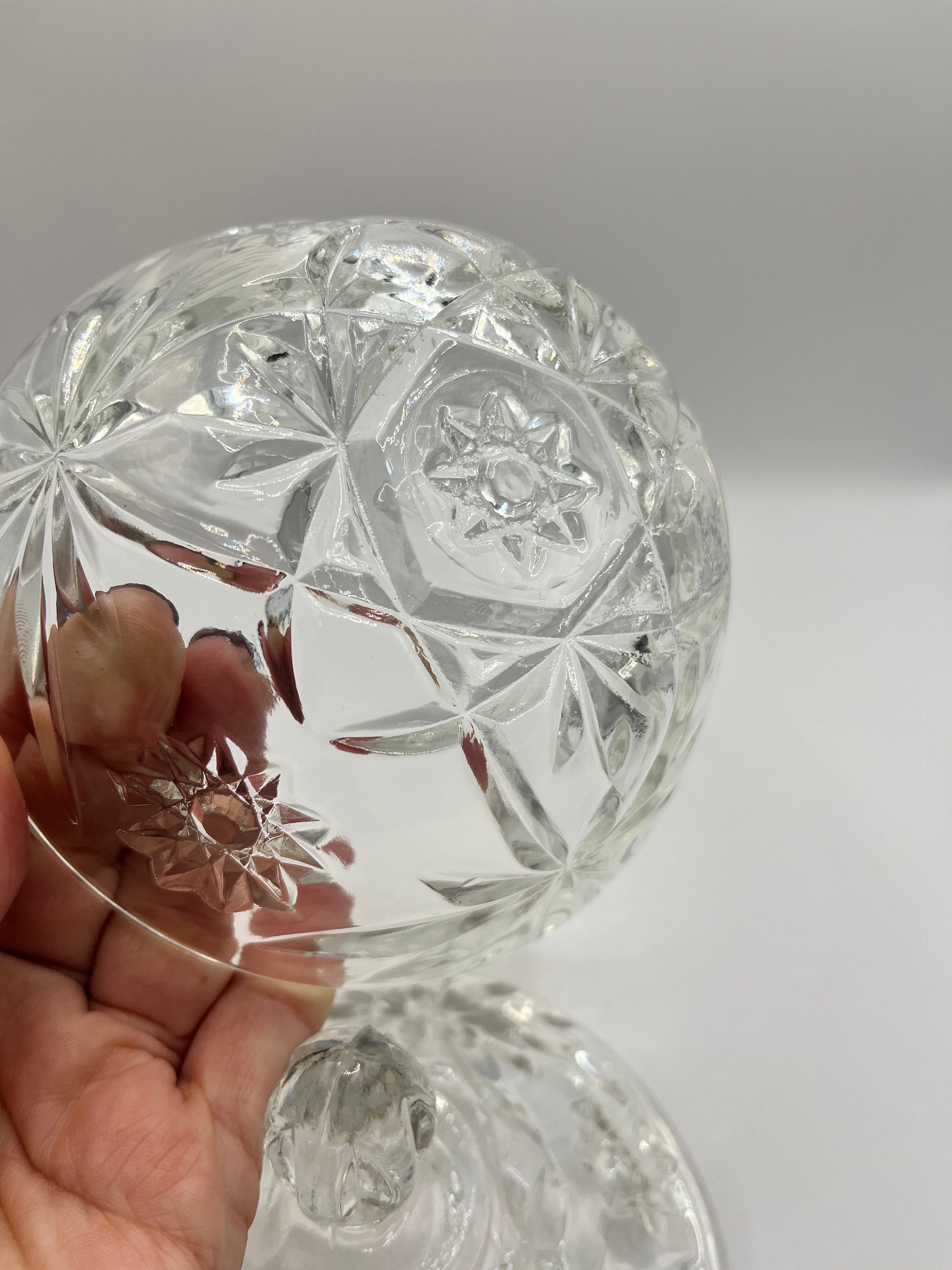 Vintage Anchor Hocking Star Pattern Crystal Candy Dish - Etsy