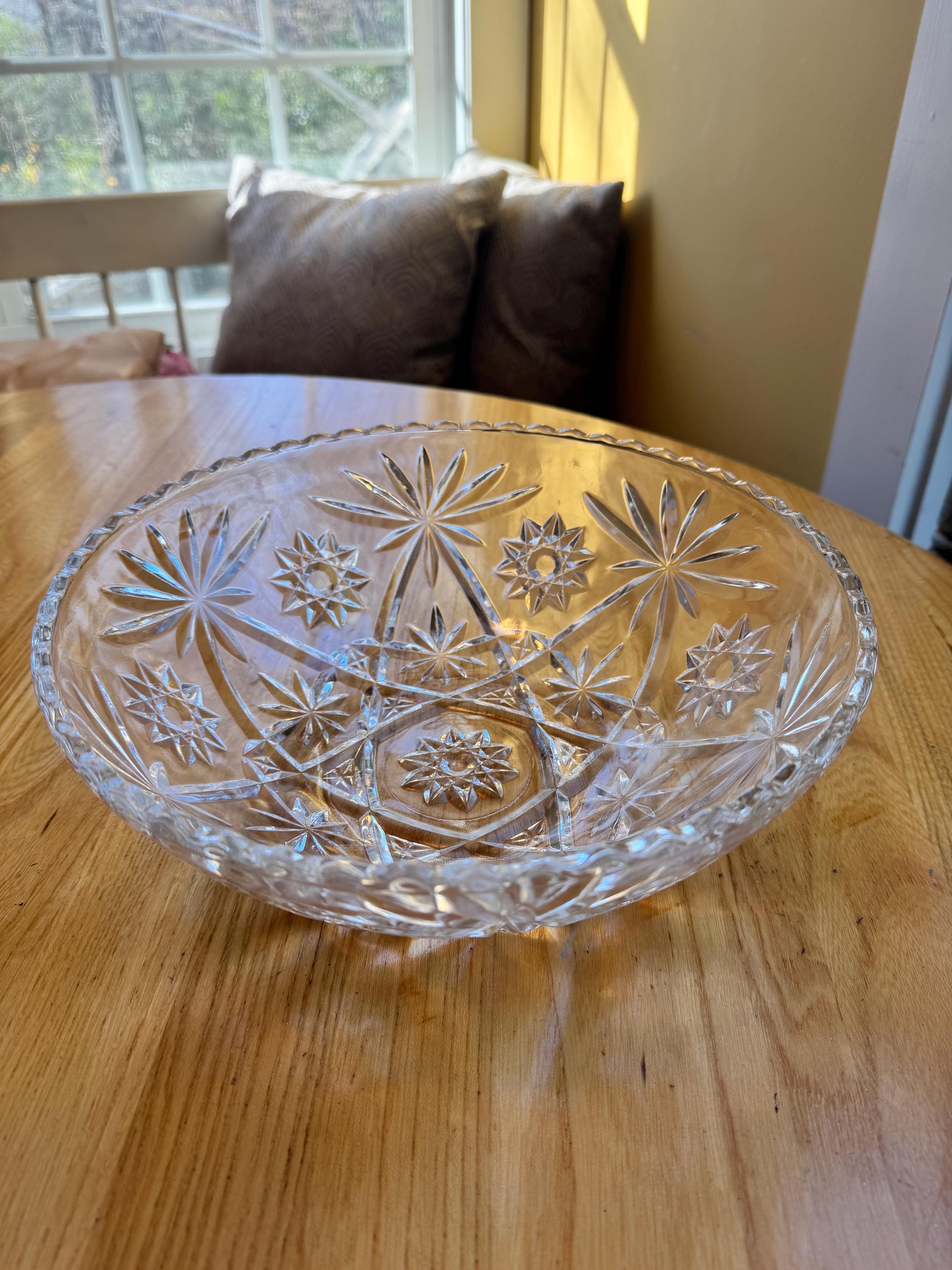 Vintage Anchor Hocking Star Pattern Crystal Salad Serving Bowl - Etsy