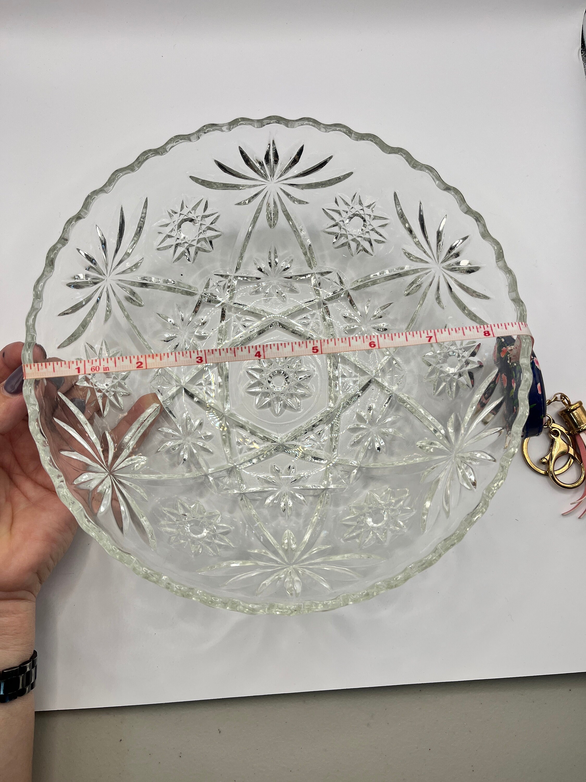 Vintage Anchor Hocking Star Pattern Crystal Salad Serving Bowl - Etsy