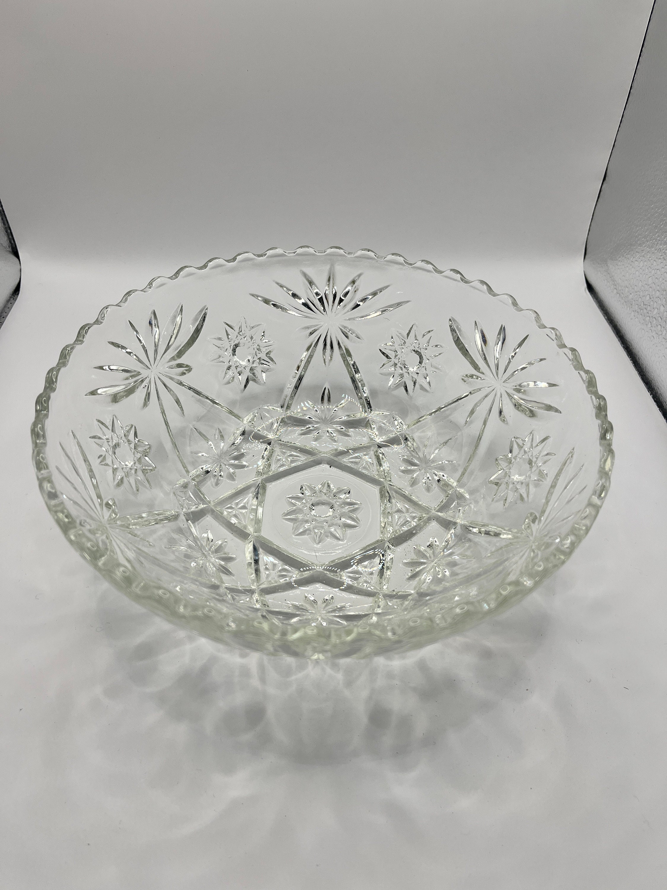 Vintage Anchor Hocking Star Pattern Crystal Salad Serving Bowl - Etsy
