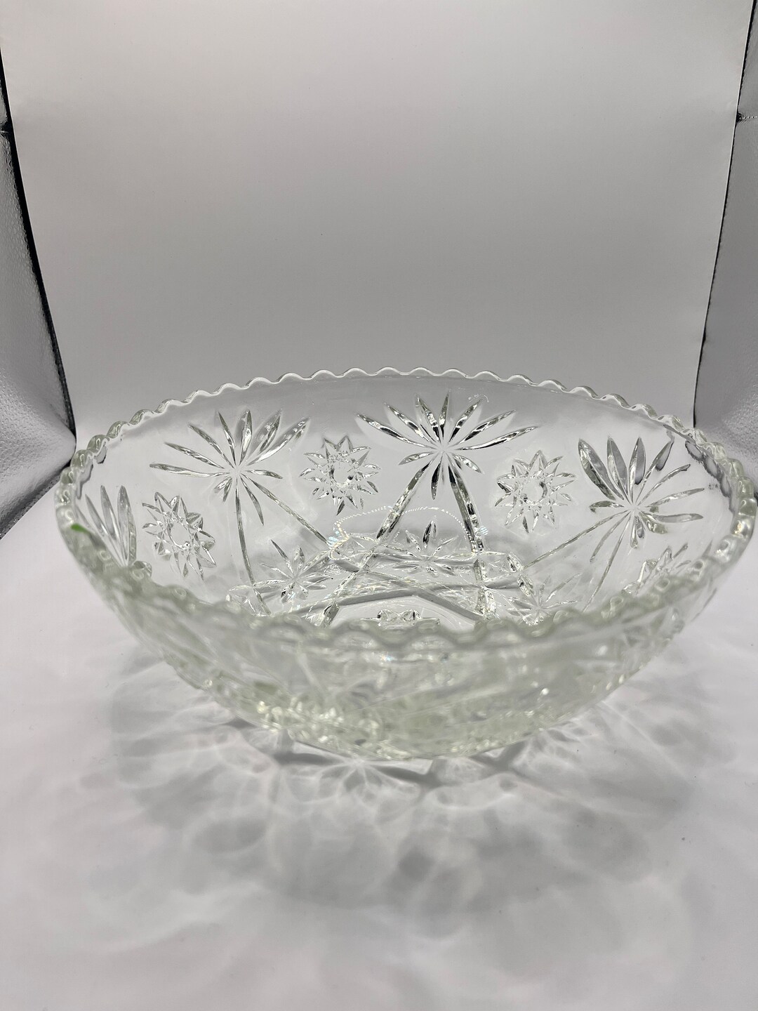 Vintage Anchor Hocking Star Pattern Crystal Salad Serving Bowl - Etsy