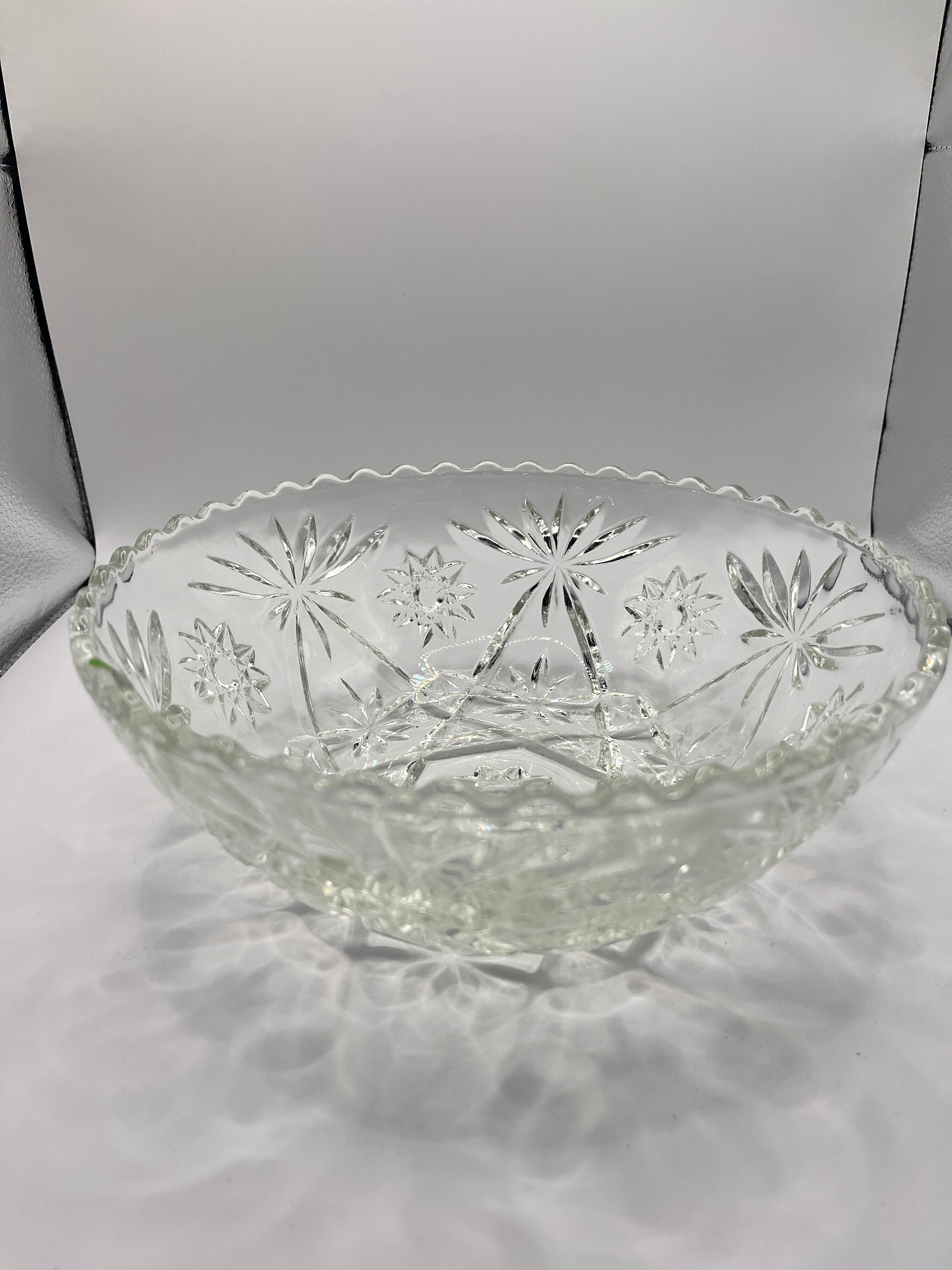 Vintage Anchor Hocking Star Pattern Crystal Salad Serving Bowl - Etsy