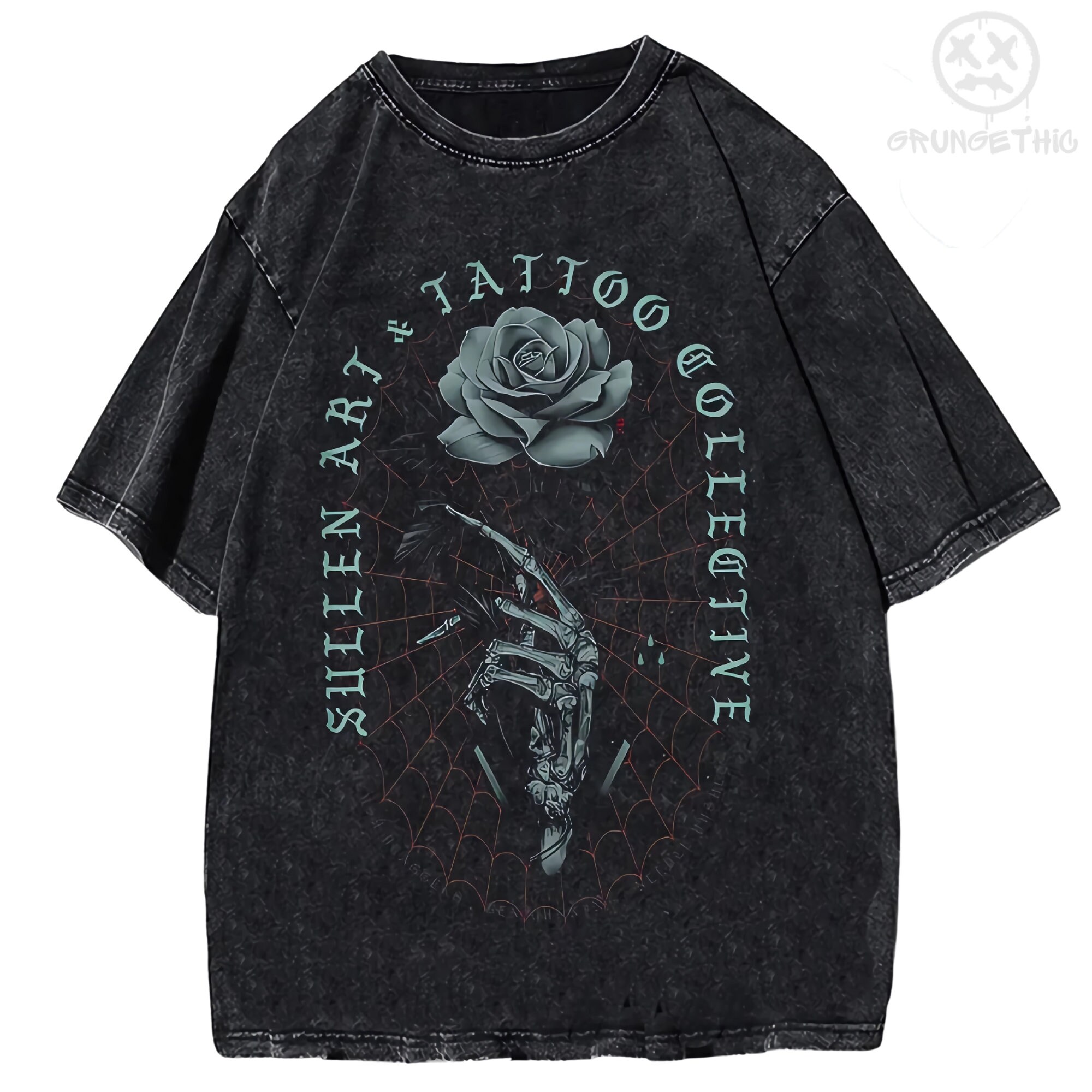 Retro Washed Gothic Shirt Y2k Grunge Clothing 90s Aesthetic Retro Goth ...