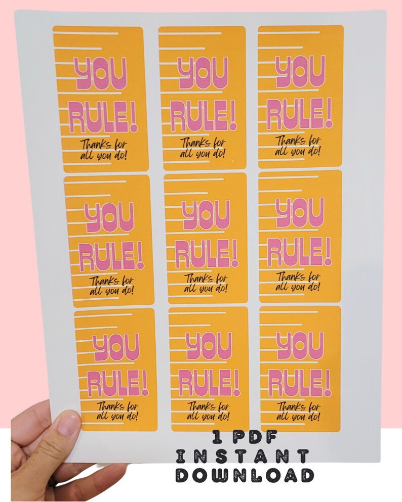 You Rule Teacher Appreciation Printable Gift Tag - Etsy