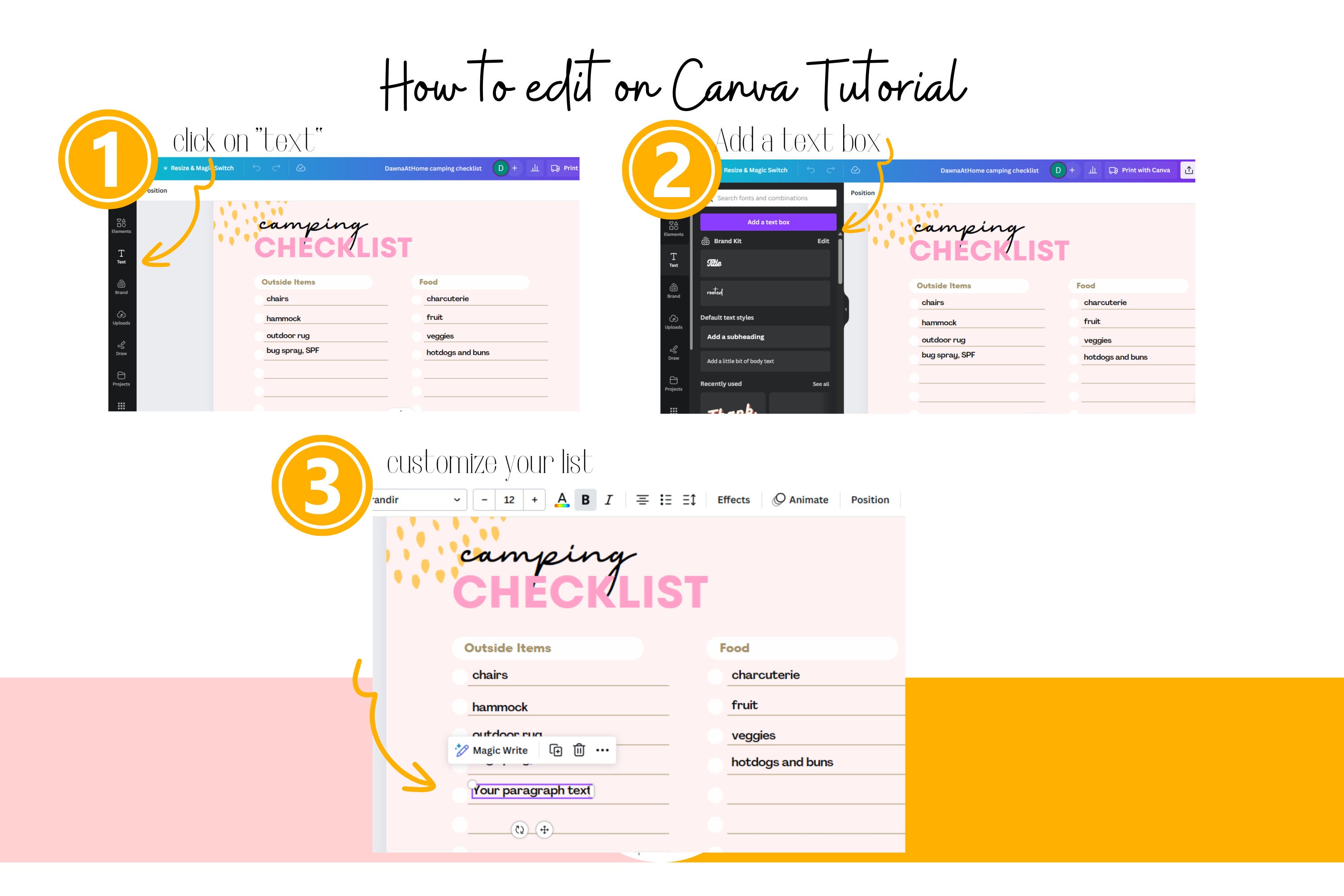 Editable Printable Camping Checklist - Etsy