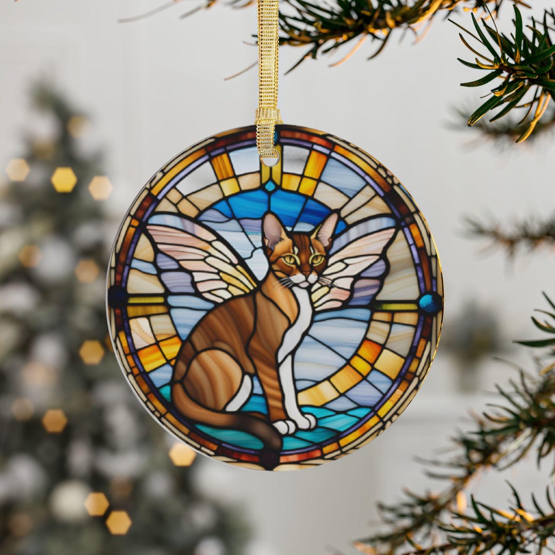 Abyssinian Cat Suncatcher Stained Glass Style Acrylic Ornament, Pet ...