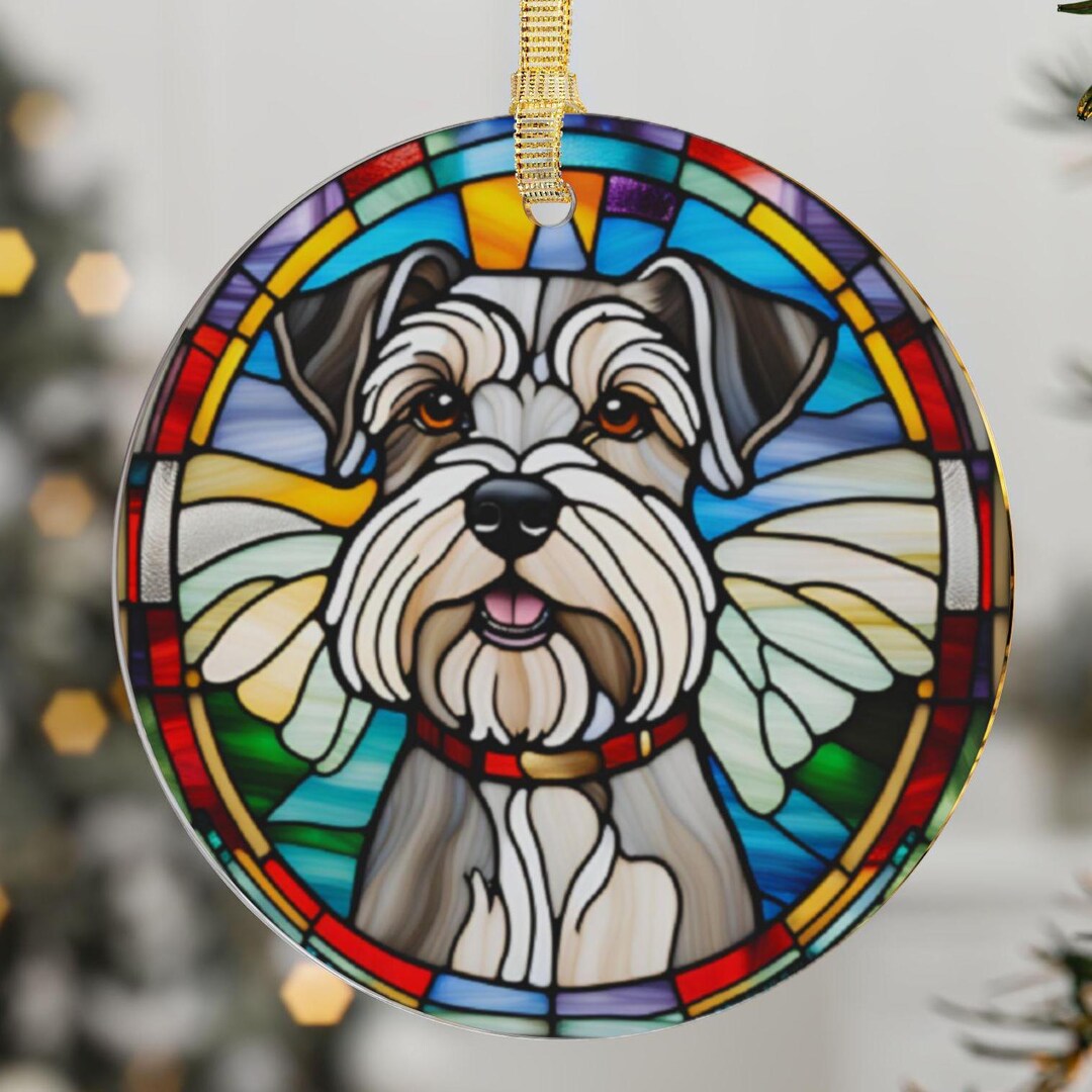 Schnauzer Suncatcher Stained Glass Style Acrylic Ornament, Pet Memorial ...