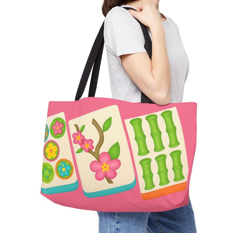 Big Tiles Mahjong Carry Bag, Mah Jongg Tote for Tiles Racks Cards and ...