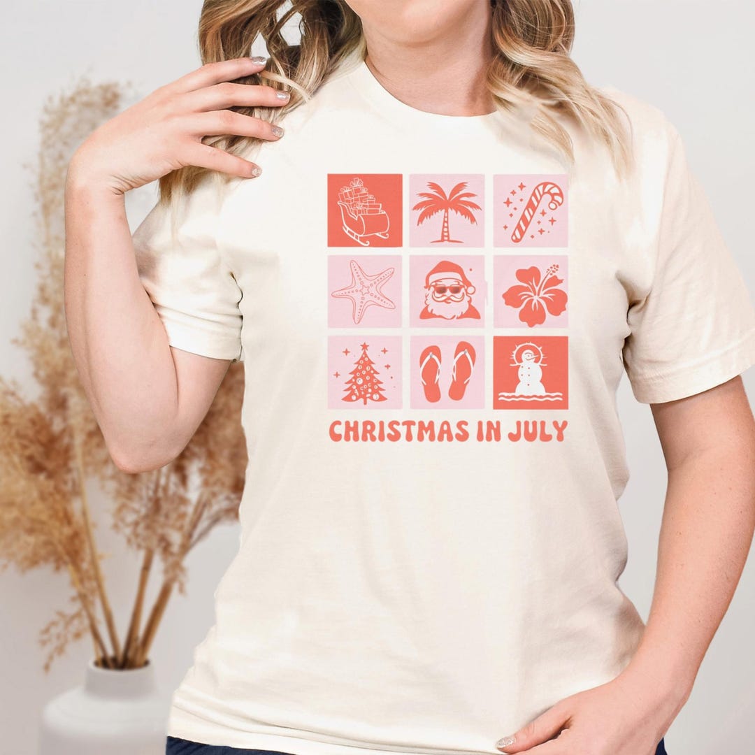 Christmas in July Tropical Tee, North Pole Beach Short Sleeved Tshirt ...
