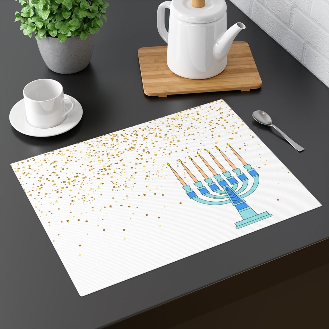 Hanukkah Menorah Placemat Personalized , Holiday Table Decor, Custom ...