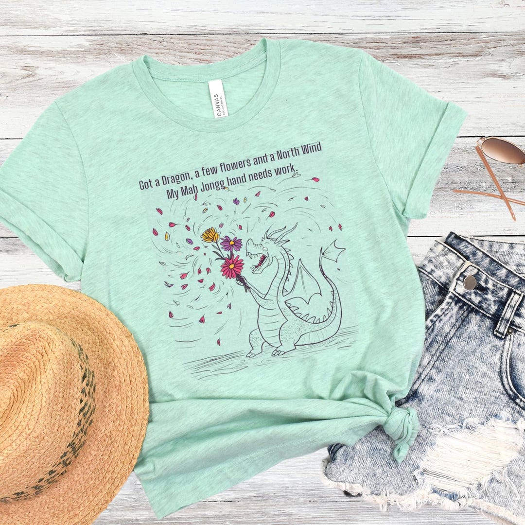 Mah Jongg Humor Super Soft Tee, Short Sleeve Dragon Flowers Winds Mah ...