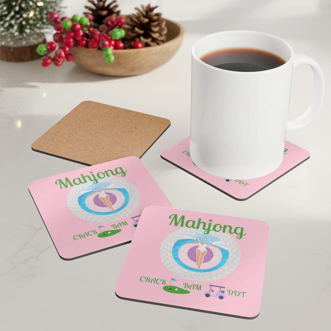 Mahjong Country Club Coaster Set of 4, Celebrate Mahj Group Holidays ...