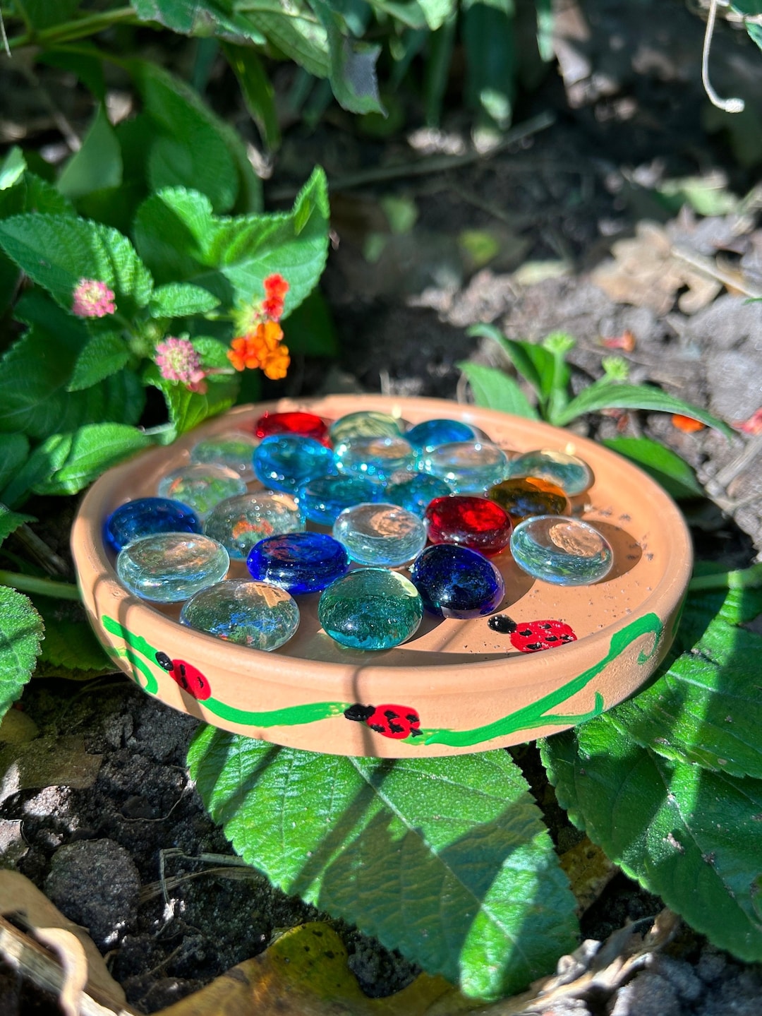 Butterfly Watering Station Hand Painted, Terra Cotta Bee Waterer With ...