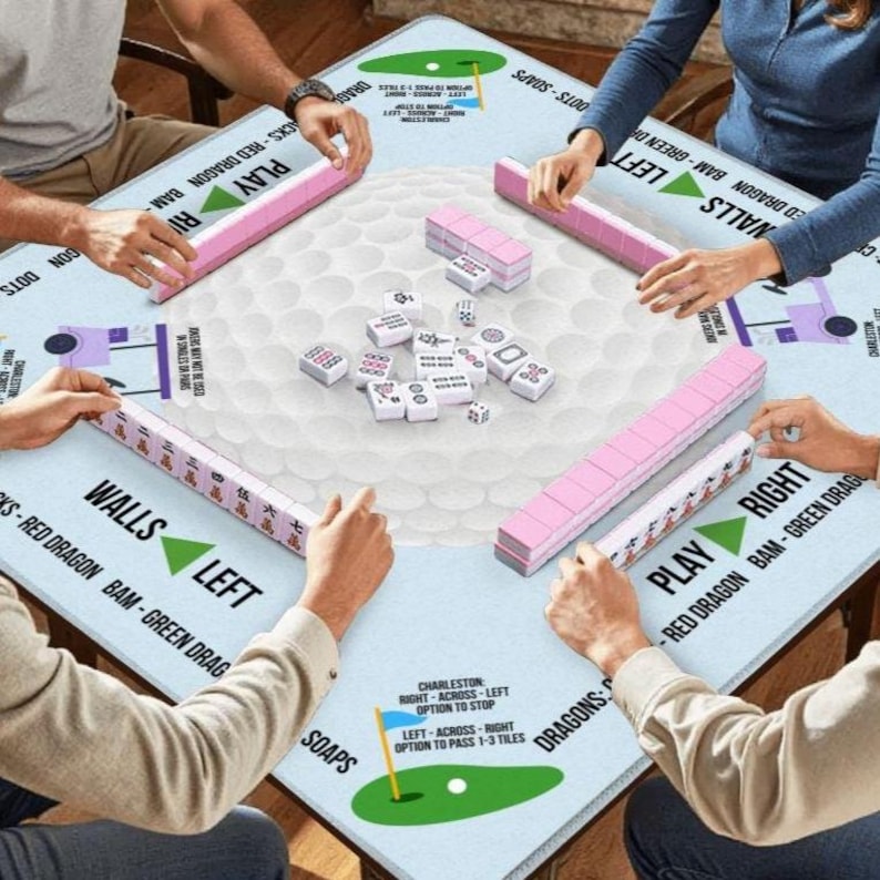 Golf Themed Mahjong Mat, Custom Golf Mahjongg Table Pad, Personalized ...