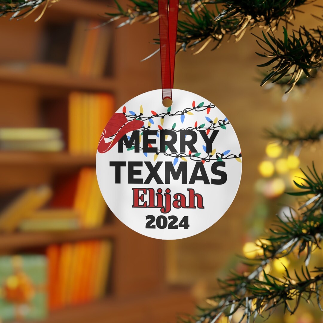 Merry Texmas Christmas Lights Metal Ornament, Texas Christmas Ornament ...