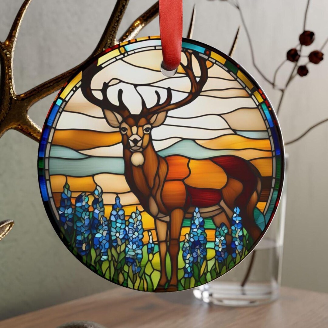Deer Hunting Suncatcher, Personalized Stained Glass Look Ornament ...